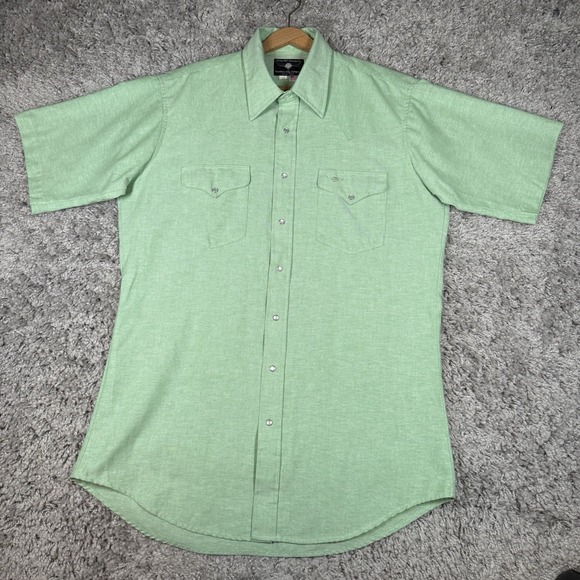 Shirts | Vtg 9s Flying R Ranchwear Green Pearl Snap Button Down Shirt ...